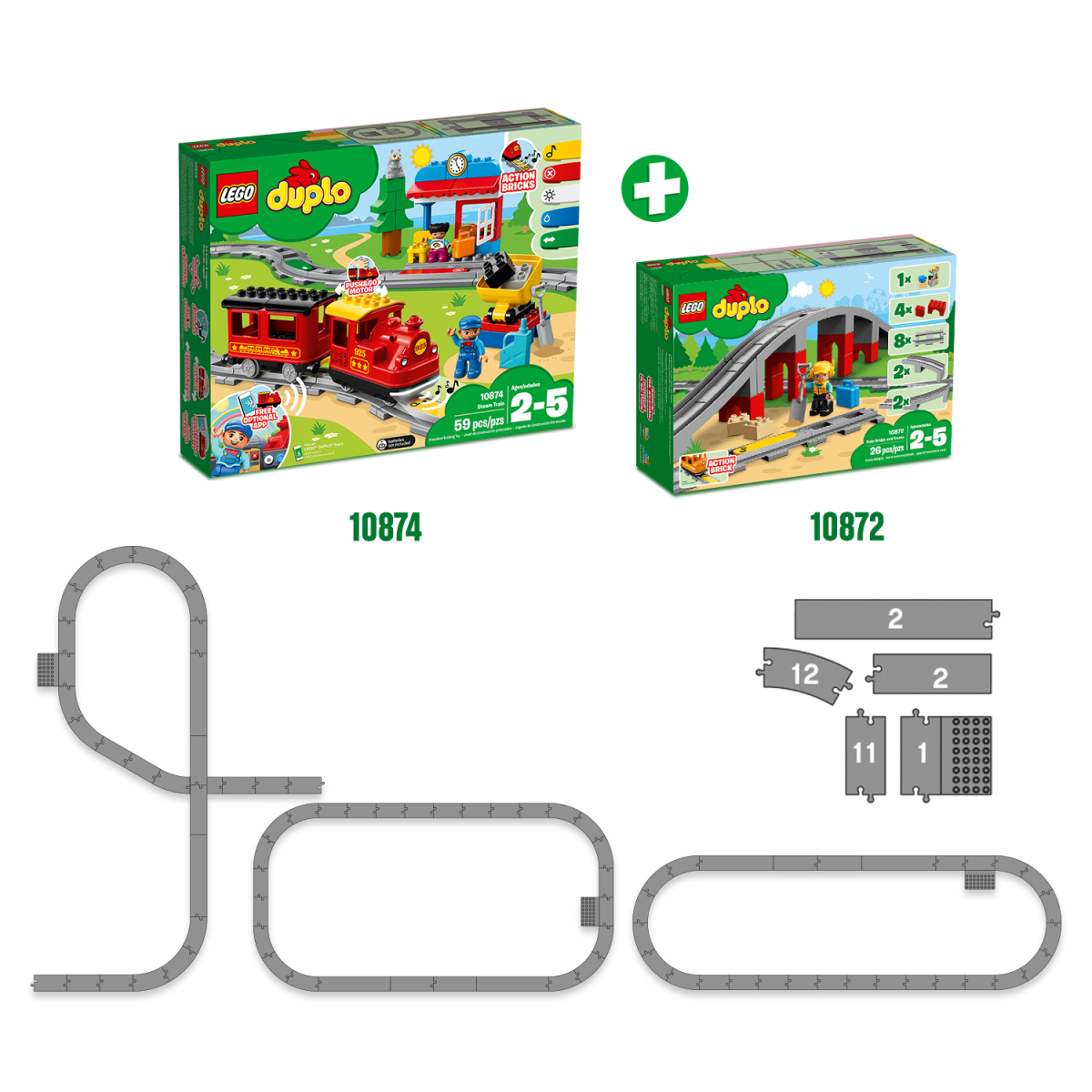 LEGO 10872 DUPLO Eisenbahnbrücke und Schienen
